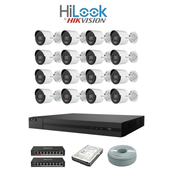 HiLook by Hikvision 16ch ColorVu IP Kit - 16ch NVR - 16 x 4MP IP Color