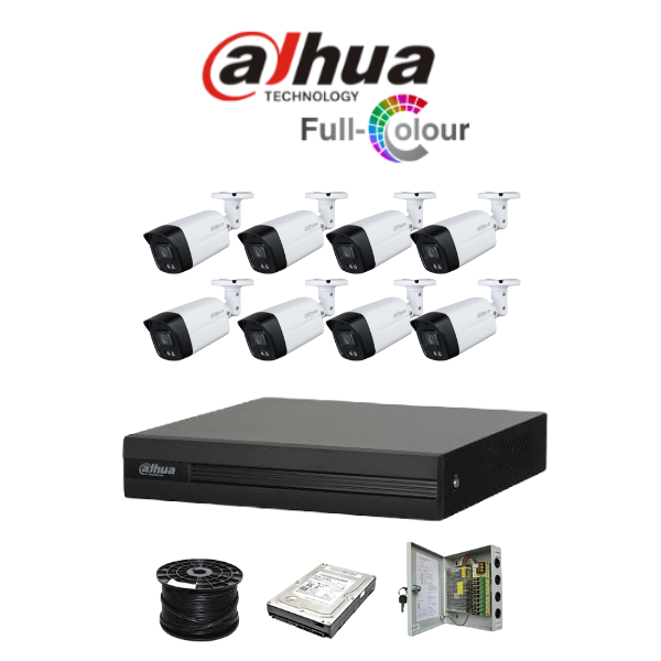 Dahua 8ch Full-Color HD Kit - HD DVR _ 8 x 1080p Full-Color cameras