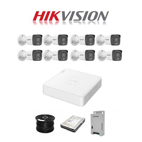 Hikvision Smart Hybrid Light 8 Channel System with 2MP **AUDIO** Camer