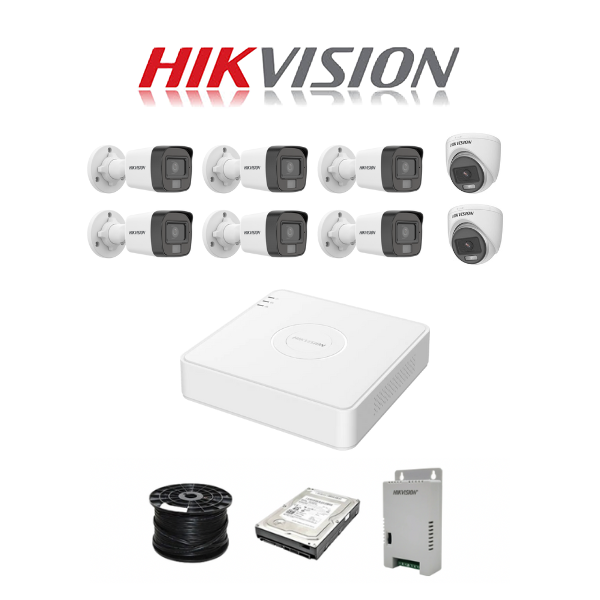 Hikvision Smart Hybrid Light 8 Channel System with 2MP **AUDIO** Camer