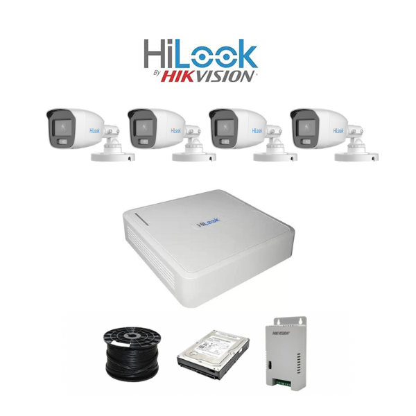 NEW! Colour Night vision - AUDIO- Hilook by Hikvision 4ch Turbo HD kit