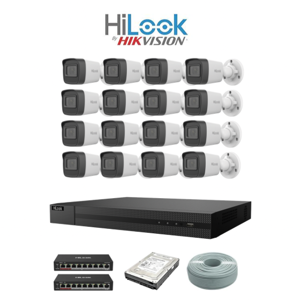 SALE! HiLook 2MP IP camera kit - 16ch NVR - 16 x 2MP IP cameras - 4TB