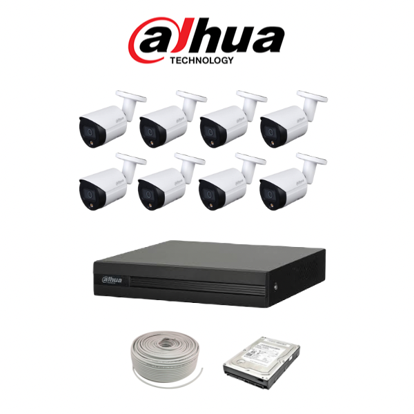 Dahua FULL COLOR 4MP IP POE Camera Kit - 8ch NVR - 8 x 4MP IP FULL COL