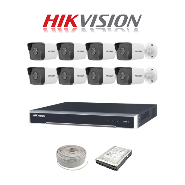 SALE! Hikvision 2MP IP camera kit - 8ch 4K NVR - 8 x 2MP IP cameras