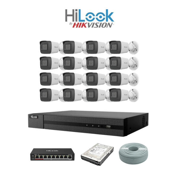 SALE! HiLook 2MP IP camera kit - 16ch NVR - 16 x 2MP IP cameras - 4TB