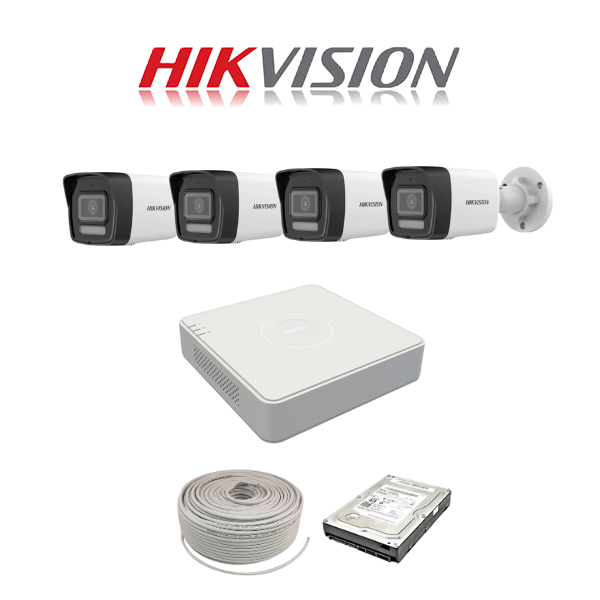 Hikvision Smart Hybrid 2MP IP Kit - 4ch NVR with 4POE, 4 x 2MP IP came