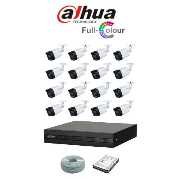 Dahua 16ch Full-Color HD Kit - HD DVR _ 16 x 1080p Full-Color cameras