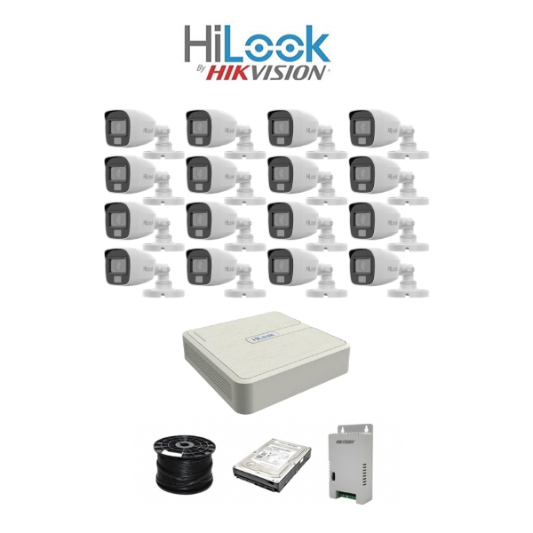 HiLook 2MP AUDIO Smart-Hybrid Light 16ch Turbo HD kit - DVR - 16 x HD1