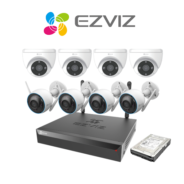 EZVIZ 3MP Wireless 8 Channel Kit | 1TB HDD | 4 Indoor & 4 Outdoor Came