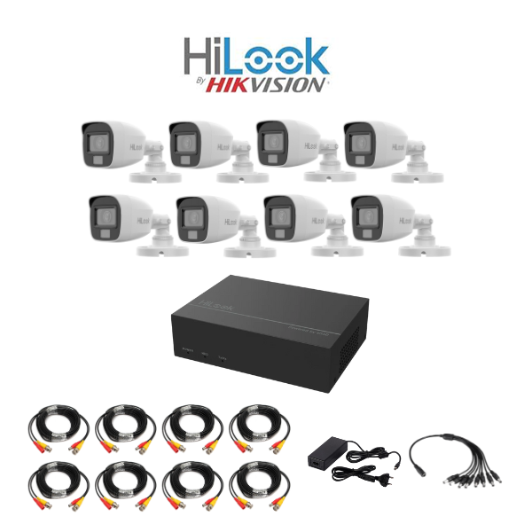 HILOOK 8Ch 2MP eDVR 512GB Bullet CCTV DIY Kit | Smart Hybrid