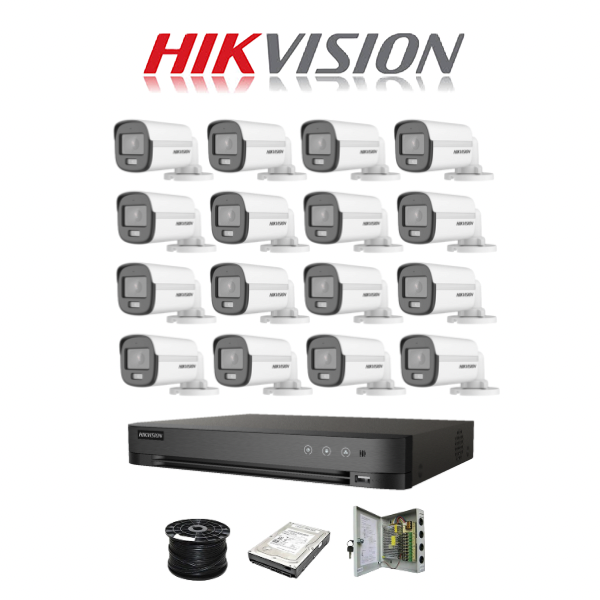 NEW! Hikvision 16 Channel 3K 5MP 20M ColorVu Kit | 16x 5MP SMART HYBRI