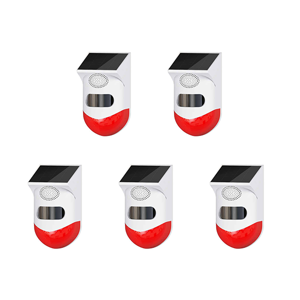 **Pack of 5** Advanced PIR Outdoor Solar Alarm with Remote Control-whi